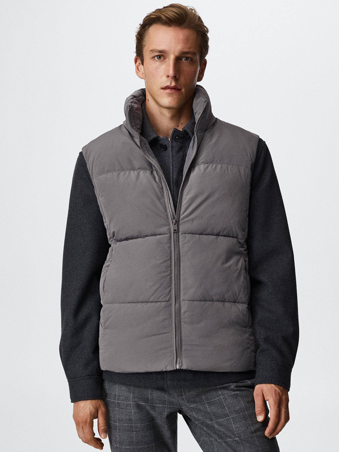 Buy MANGO MAN Water Repellent Padded Gilet Jacket With Detachable Hood ...
