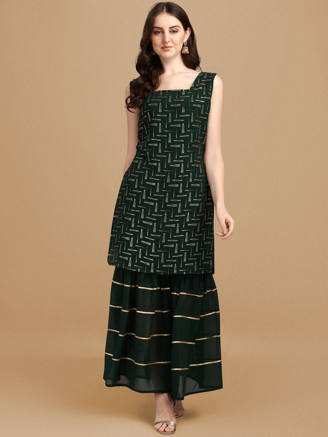Buy GUFRINA Printed Square Neck Kurta With Sharara - Kurta Sets for ...