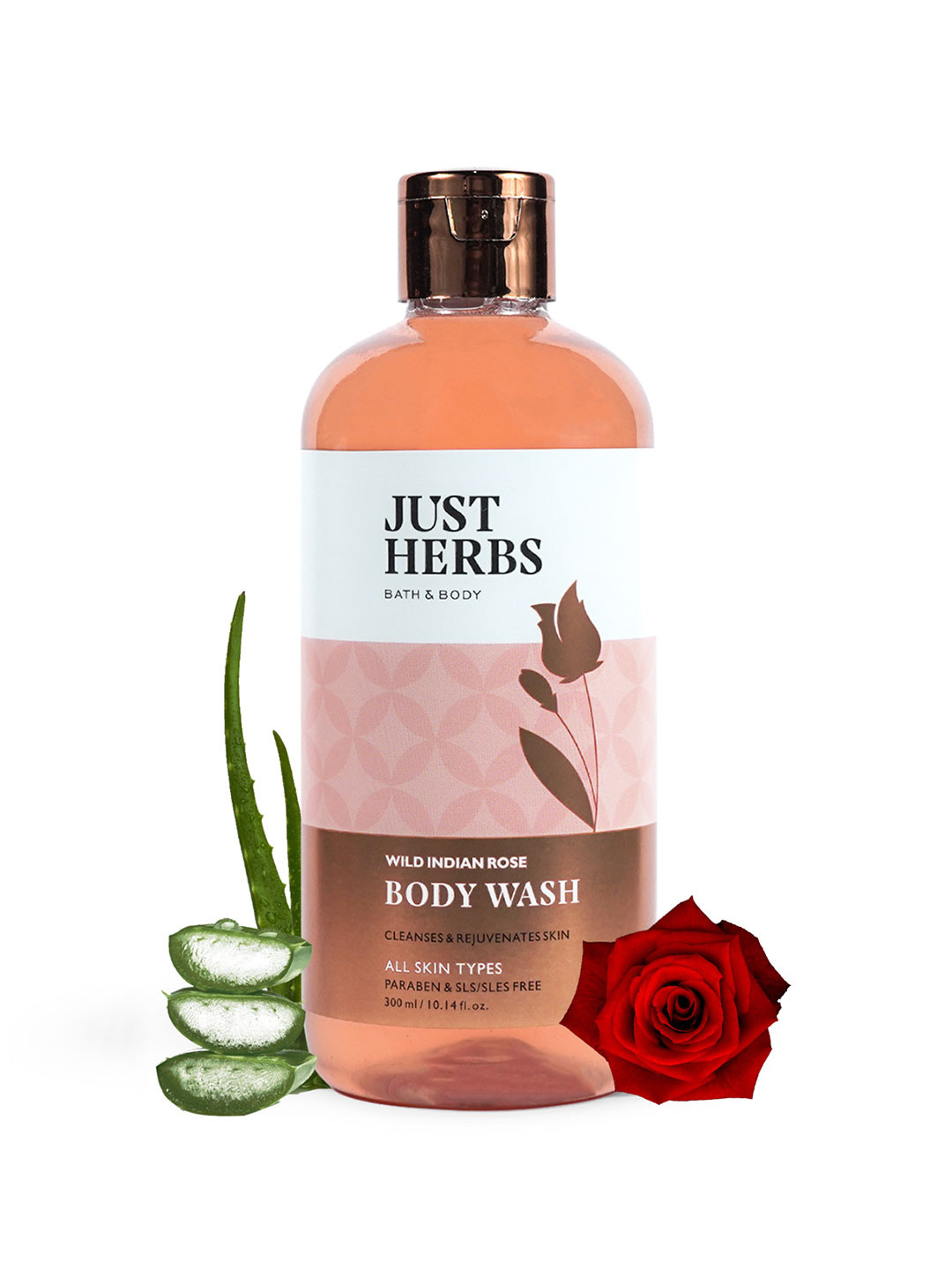 Buy Just Herbs Organic Wild Indian Rose Rejuvenating Body Wash 300 Ml - Body Wash And Shower Gel ...