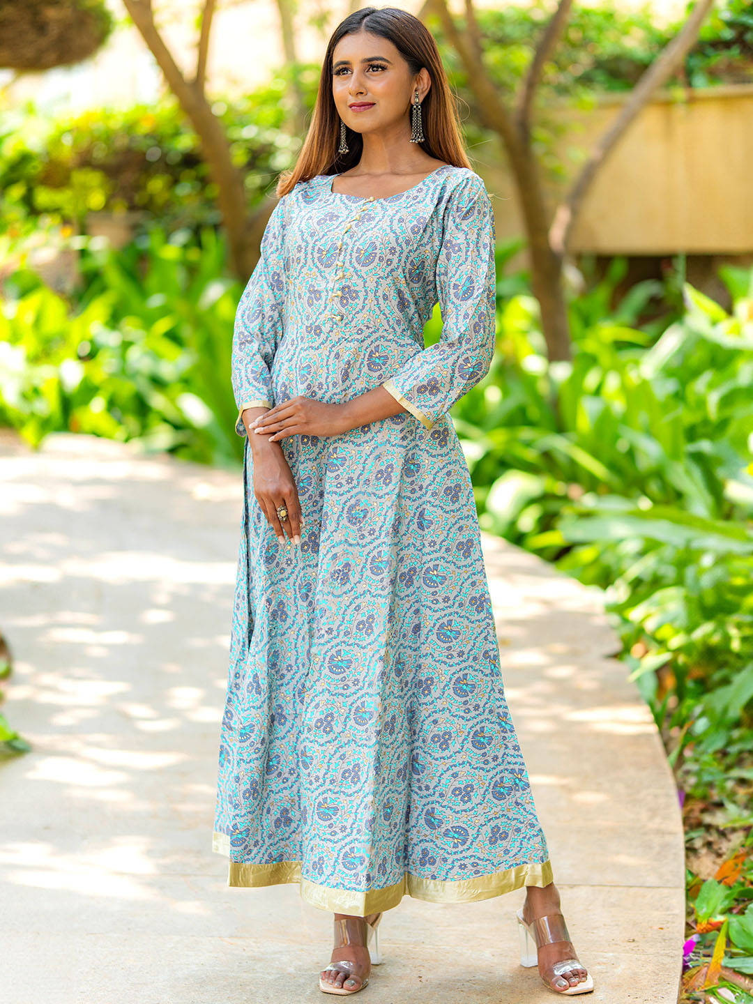 Buy Libas Floral A Line Maxi Ethnic Dress - Ethnic Dresses for Women ...