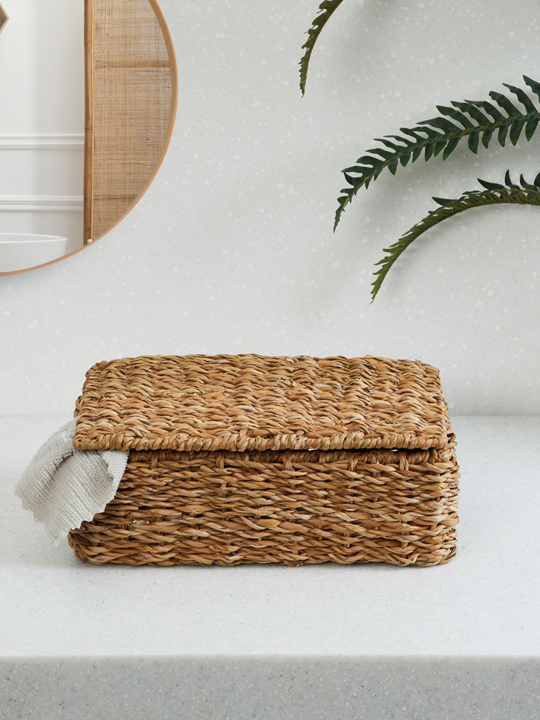 Buy Home Centre Wilton Cameron Brown Textured Storage Box With Lid ...