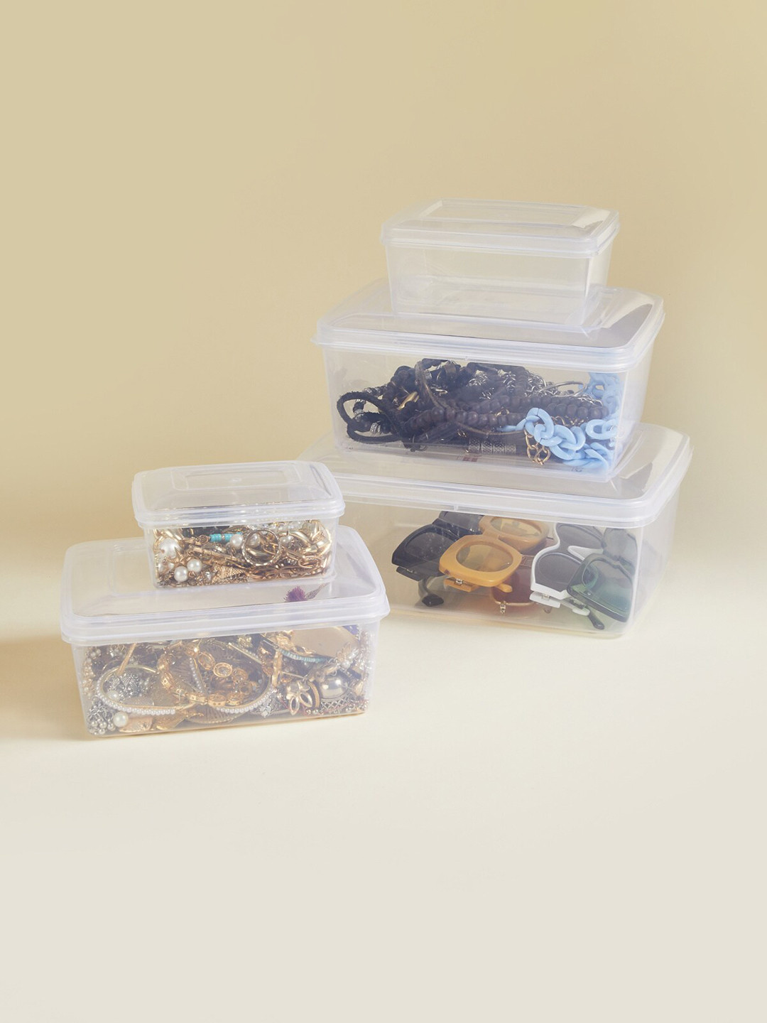 Buy Home Centre Set Of 5 Transparent Storage Box - Organisers for ...