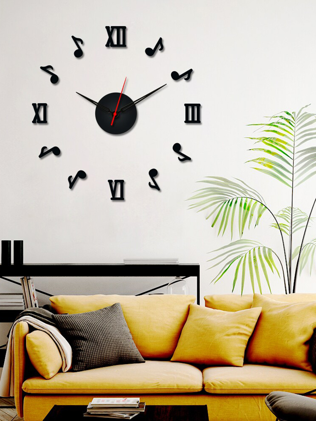 Buy WALLMANTRA Black Textured Contemporary Wall Clock - Clocks for ...