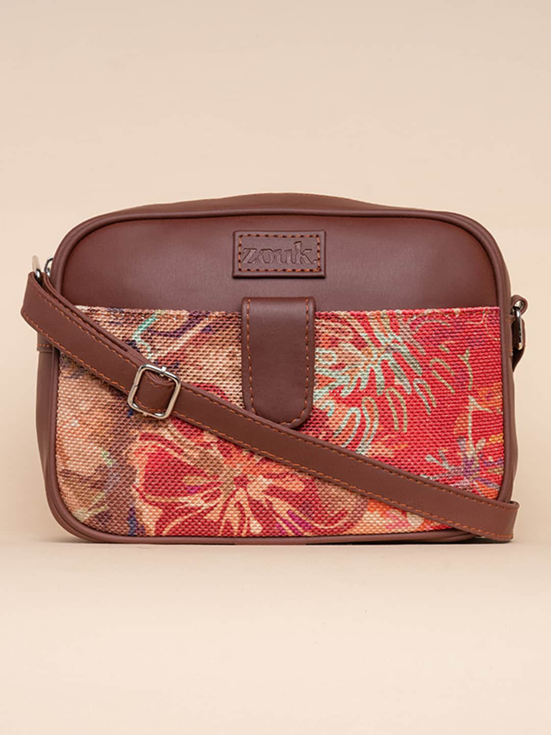 Buy ZOUK Floral Printed Regular Structured Sling Bag - Handbags for ...