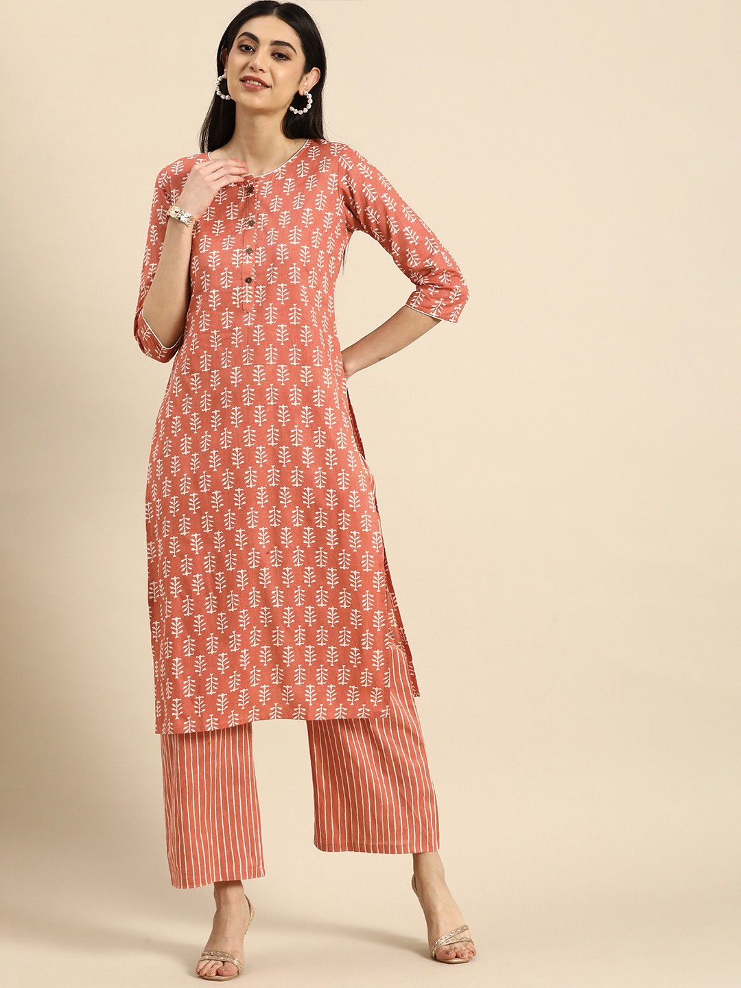 Buy Anouk Ethnic Motifs Printed Pure Cotton Kurta With Palazzos Kurta