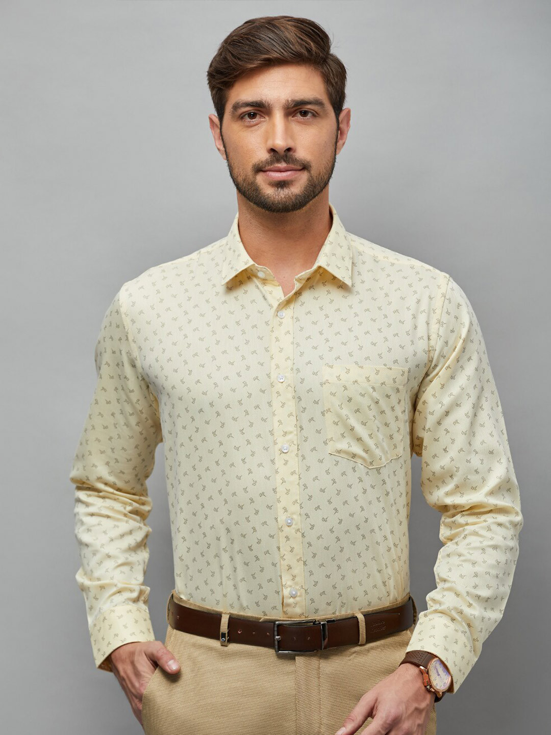 Buy Oxemberg Men Classic Slim Fit Floral Printed Formal Shirt - Shirts ...