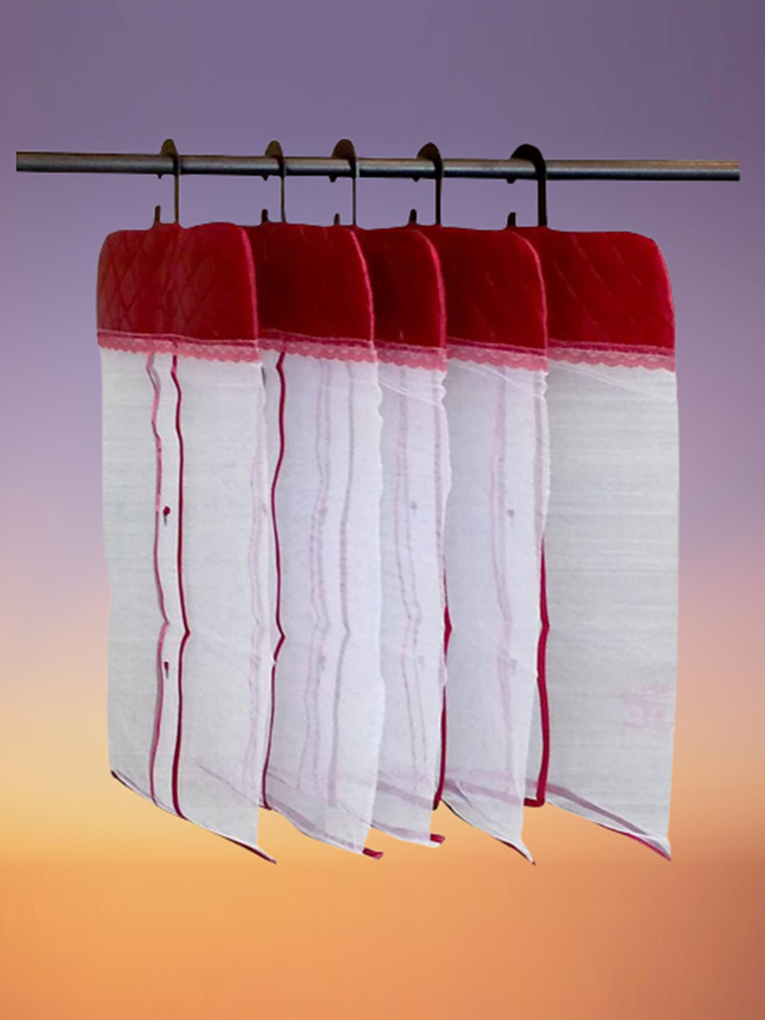Buy Atorakushon Set Of 24 Maroon Durable Hanging Saree Covers ...