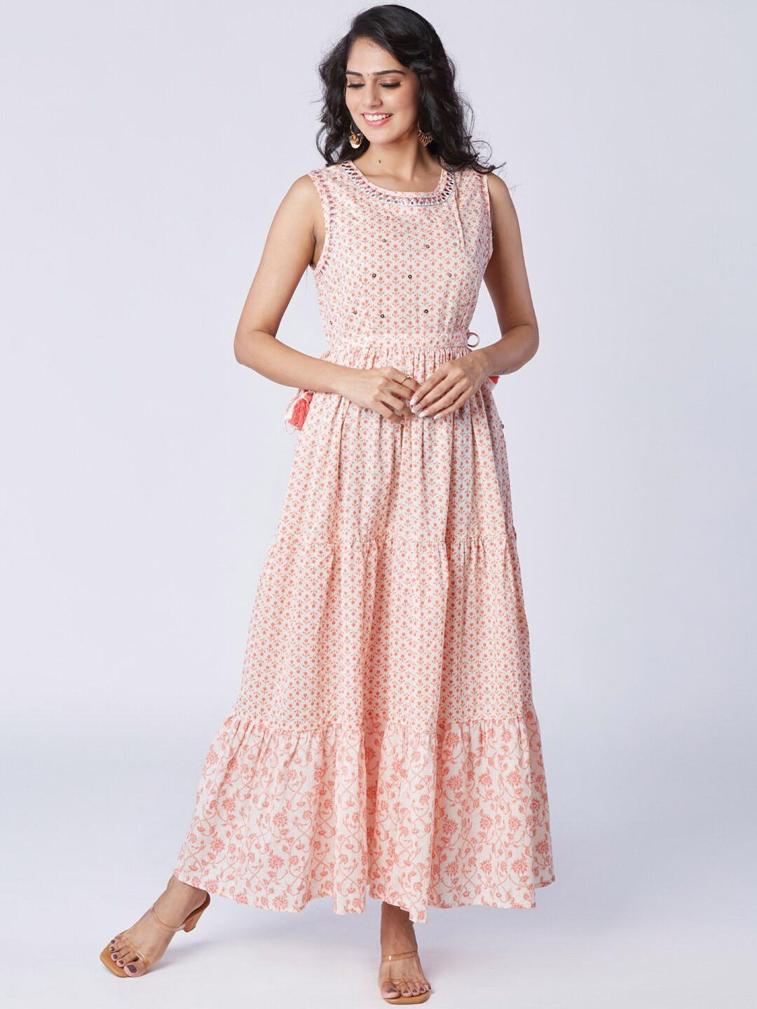 Buy Taruni Floral Printed Pure Cotton A Line Maxi Dress - Dresses for ...