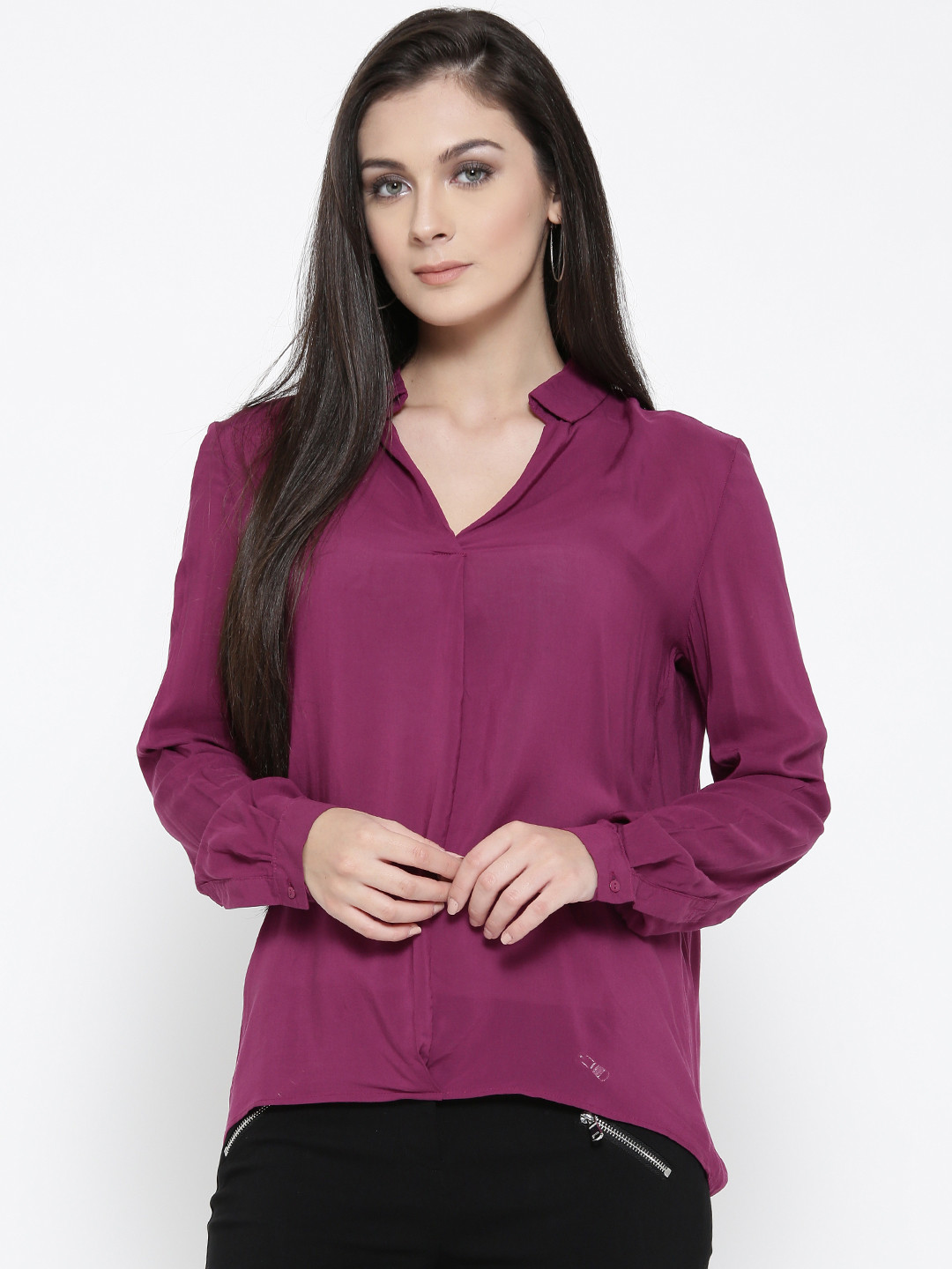 Buy OVS Women Magenta Solid Shirt Style Top - Tops for Women 2135009 ...