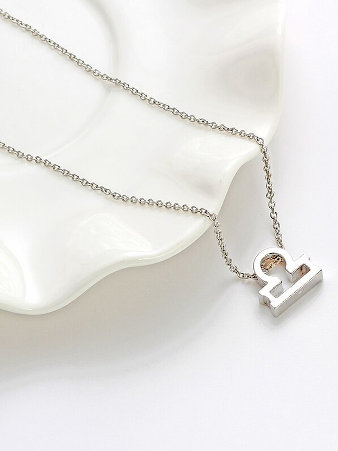 Buy Young & Forever Brass Libra 12 Zodiac Sign Silver Plated Necklace ...