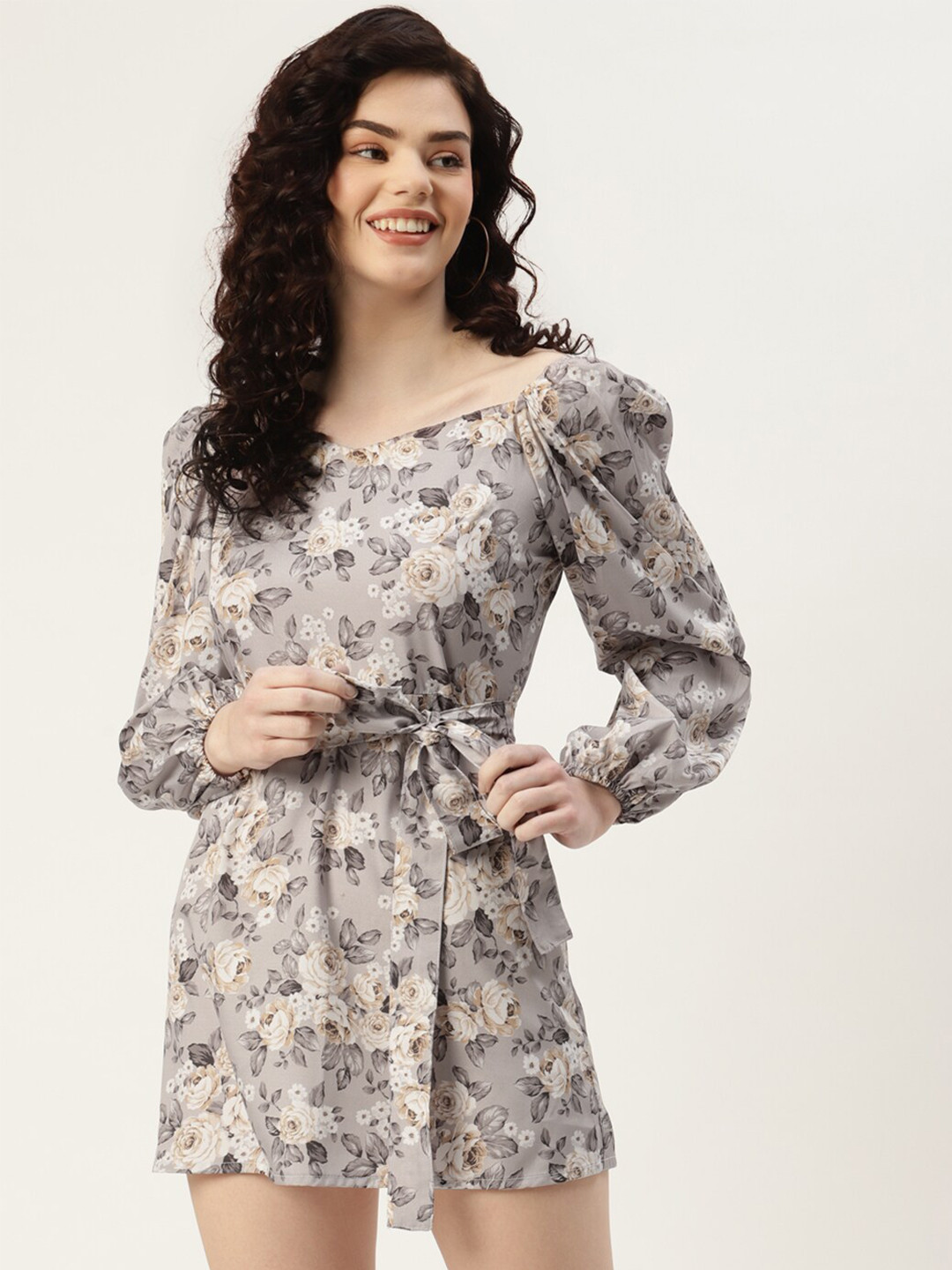 Buy Sleek Italia Floral Printed Crepe Mini Dress - Dresses for Women ...