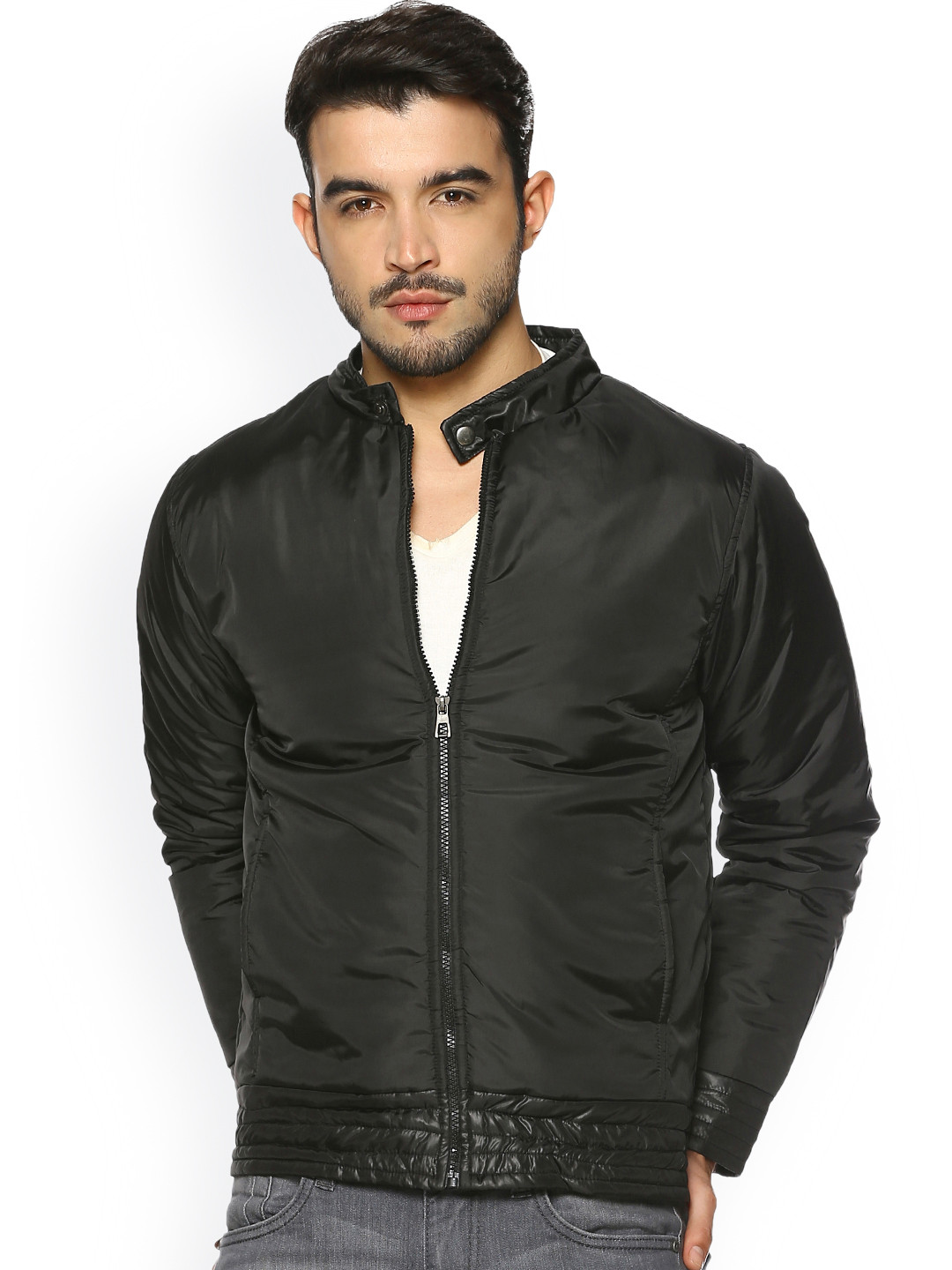 Buy Campus Sutra Men Black Solid Jacket - Jackets for Men 2136238 | Myntra