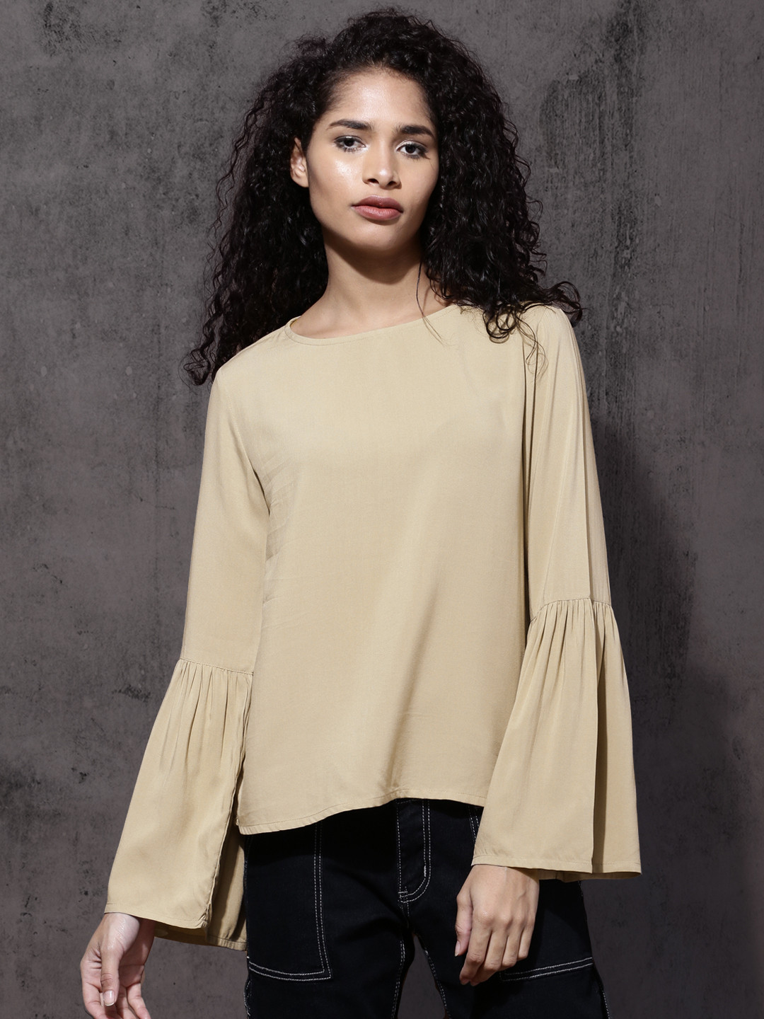 Buy Roadster Women Beige Solid Top - Tops for Women 2136255 | Myntra