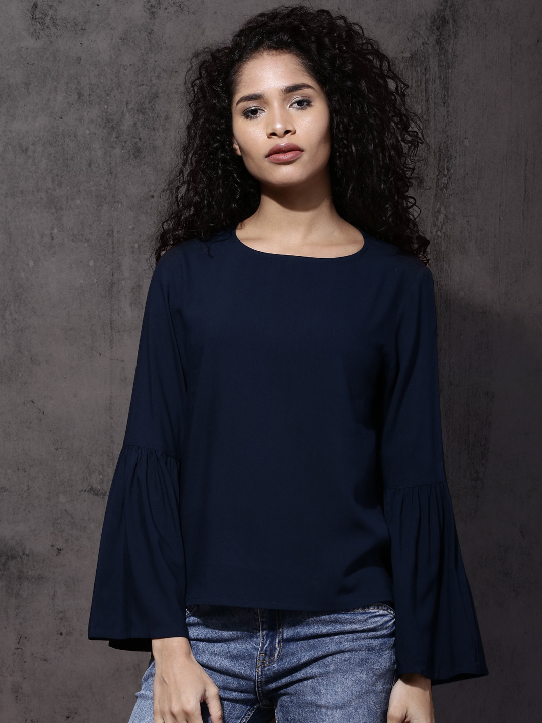 Buy Roadster Women Navy Blue Solid Top - Tops for Women 2136257 | Myntra
