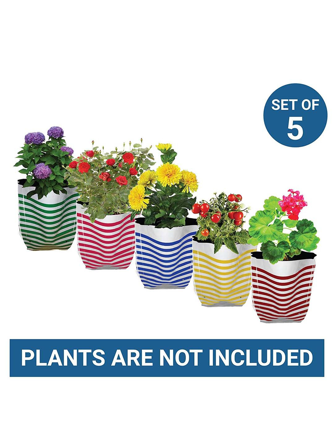 Buy TRUSTBASKET Set Of 5 White & Green Striped UV Stabilized Long Life ...