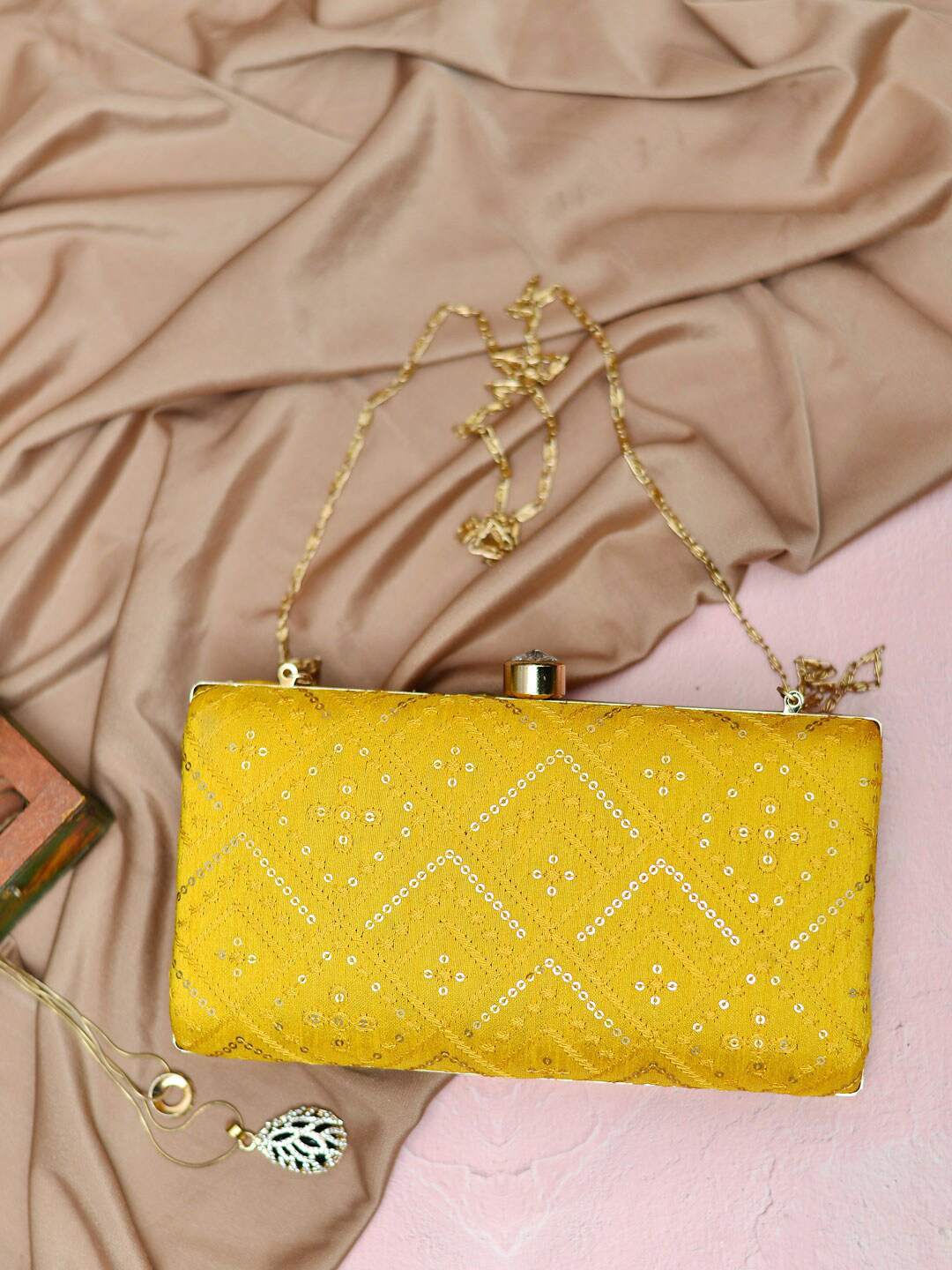 Buy ARTKLIM Embroidered Sequence Box Clutch - Clutches for Women ...