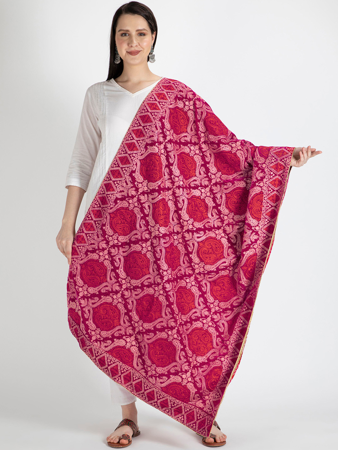 Buy Moda Chales Women Ethnic Printed Pure Velvet Shawl - Shawl for ...