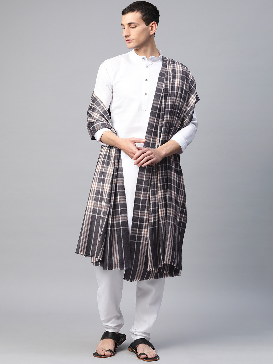 Buy WEAVERS VILLA Men Woollen Checked Shawl - Shawl for Men 21368842 ...