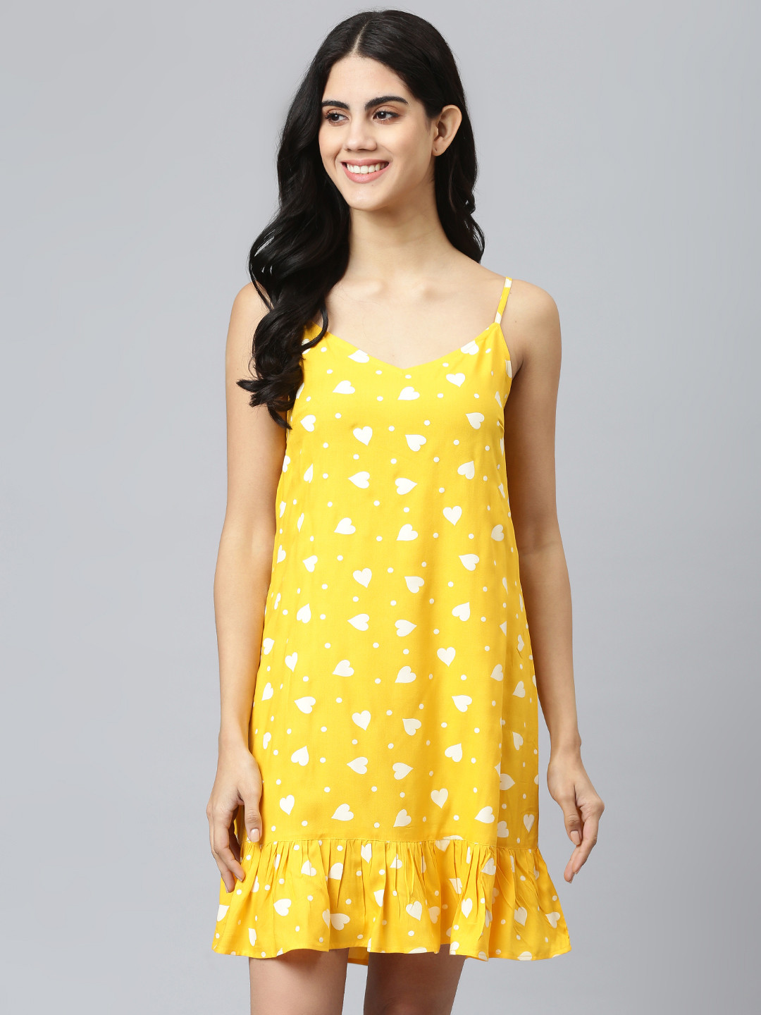 Buy FLAMBOYANT Yellow Printed Nightdress - Nightdress for Women ...