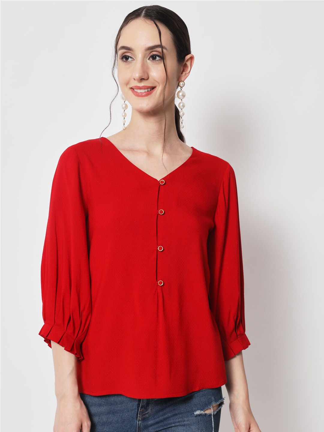 Buy HERE&NOW Red Shirt Style Top - Tops for Women 21375268 | Myntra