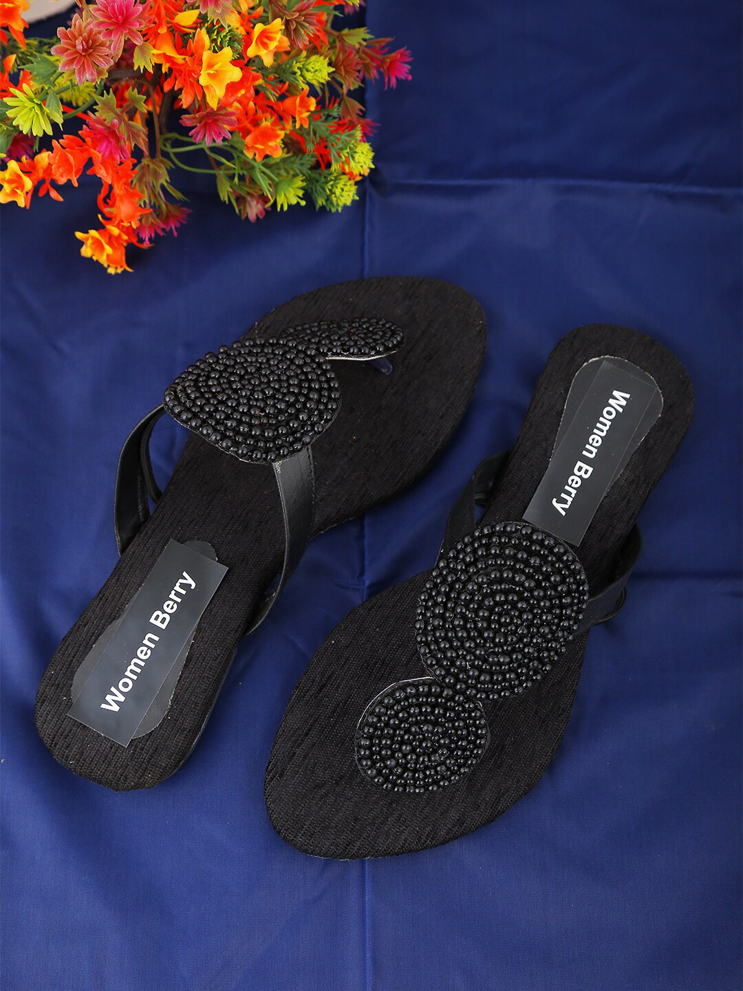 Buy WOMENS BERRY Women Embellished T Strap Flats - Flats for Women ...