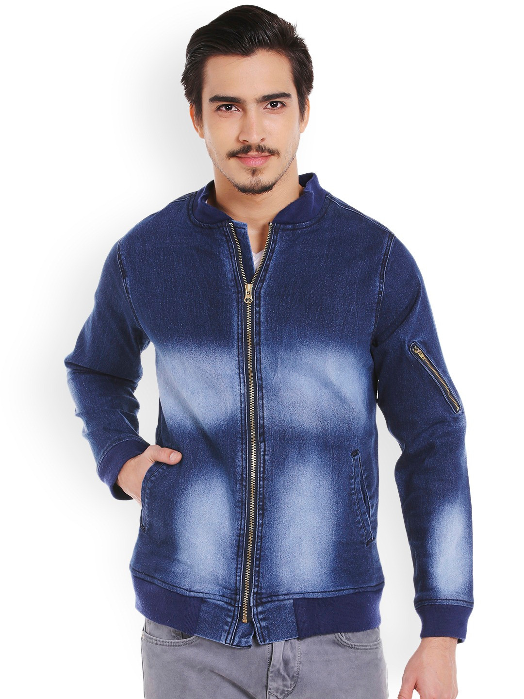 Buy High Star Men Blue Washed Denim Jacket - Jackets for Men 2138006 ...