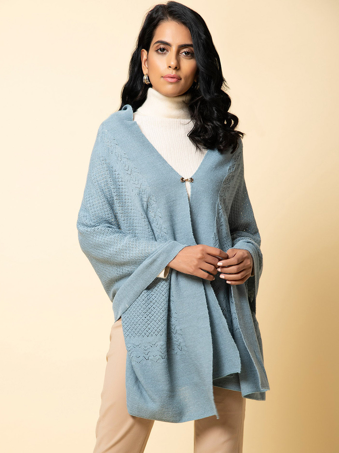 Buy KHALEEJ Women Asymmetric Longline Poncho - Sweaters for Women ...