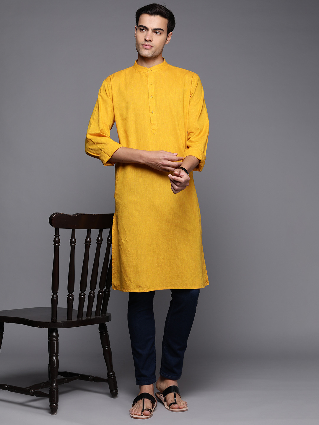 Buy Fabindia Slim Fit Woven Pure Cotton Kurta - Kurtas for Men 21382520 ...