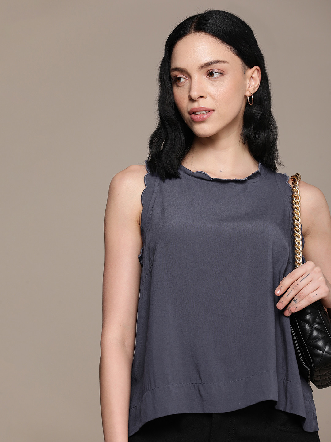 Buy French Connection Round Neck Sleeveless Regular Top - Tops for ...