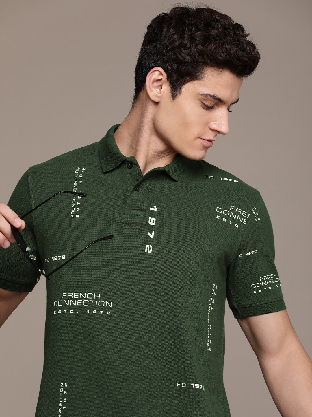 Buy French Connection Brand Logo Printed Polo Collar Pure Cotton T ...