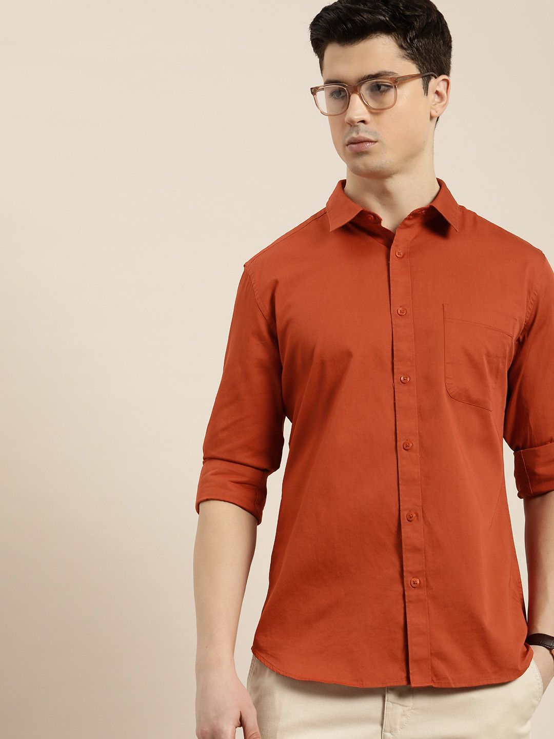 Buy INVICTUS Men Pure Cotton Sport Slim Fit Solid Spread Collar Casual ...