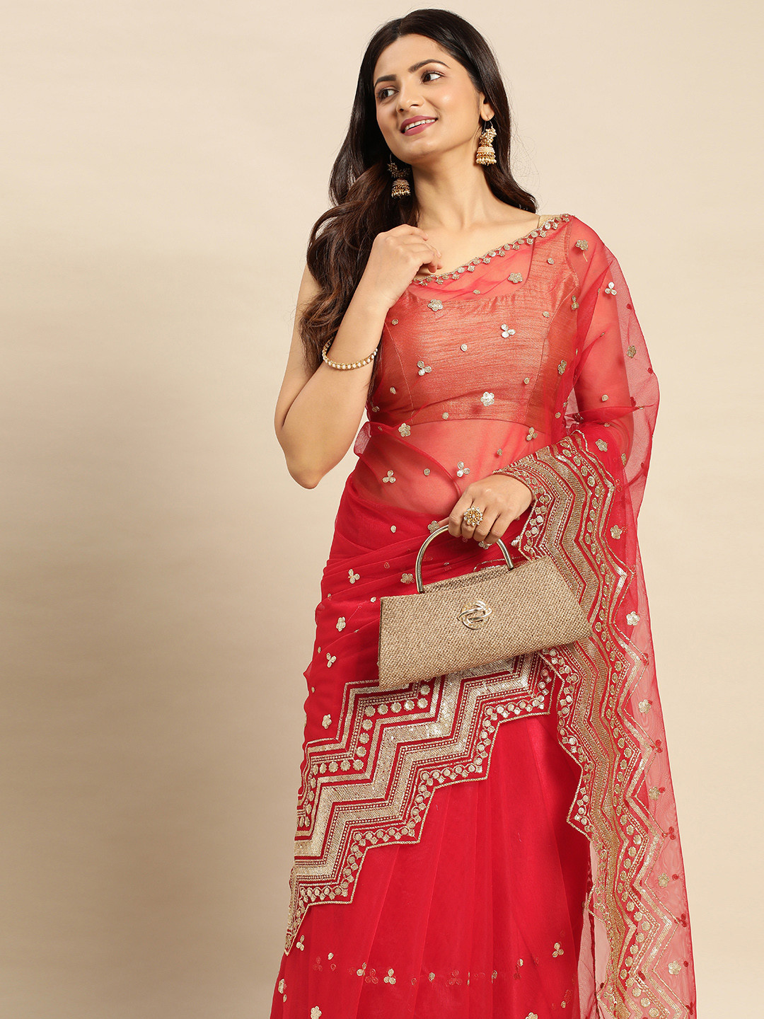 Buy Kasee Embellished Ethnic Motifs Sequinned Net Saree - Sarees for ...