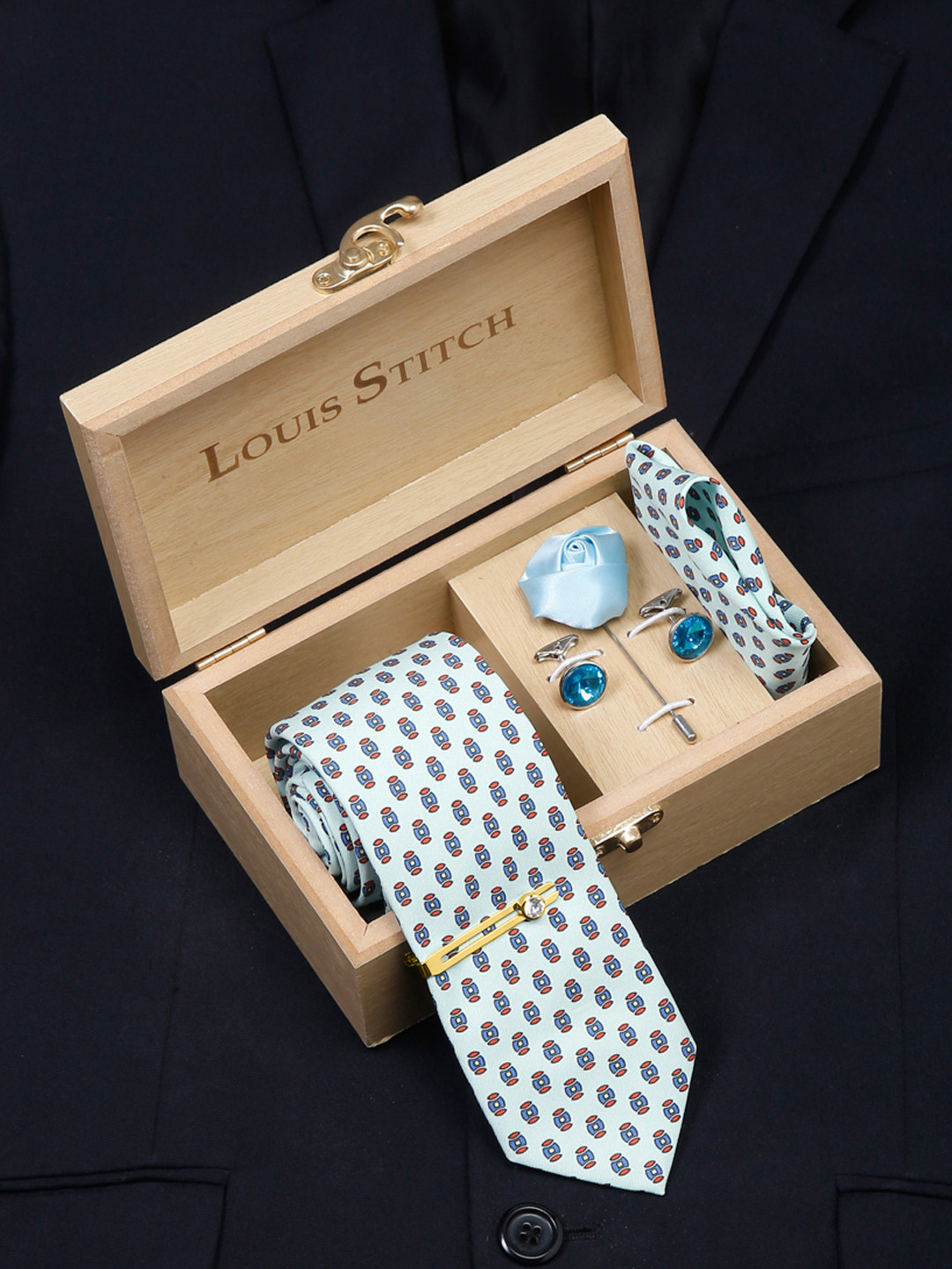 Buy LOUIS STITCH Men Italian Silk Formal Necktie Tie Accessory Gift Set ...