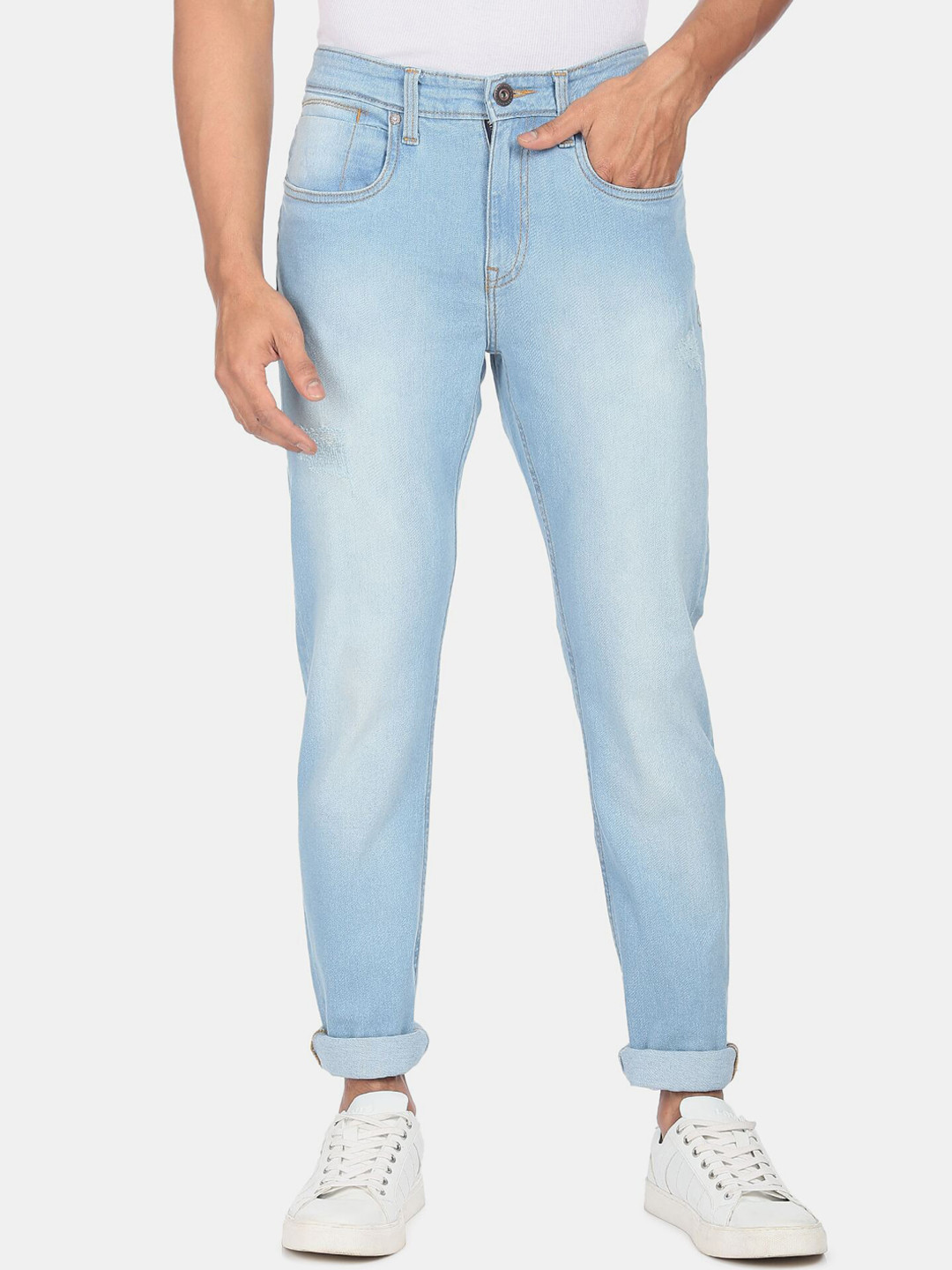 Buy AD By Arvind Men Slim Fit Heavy Fade Stretchable Jeans - Jeans for ...