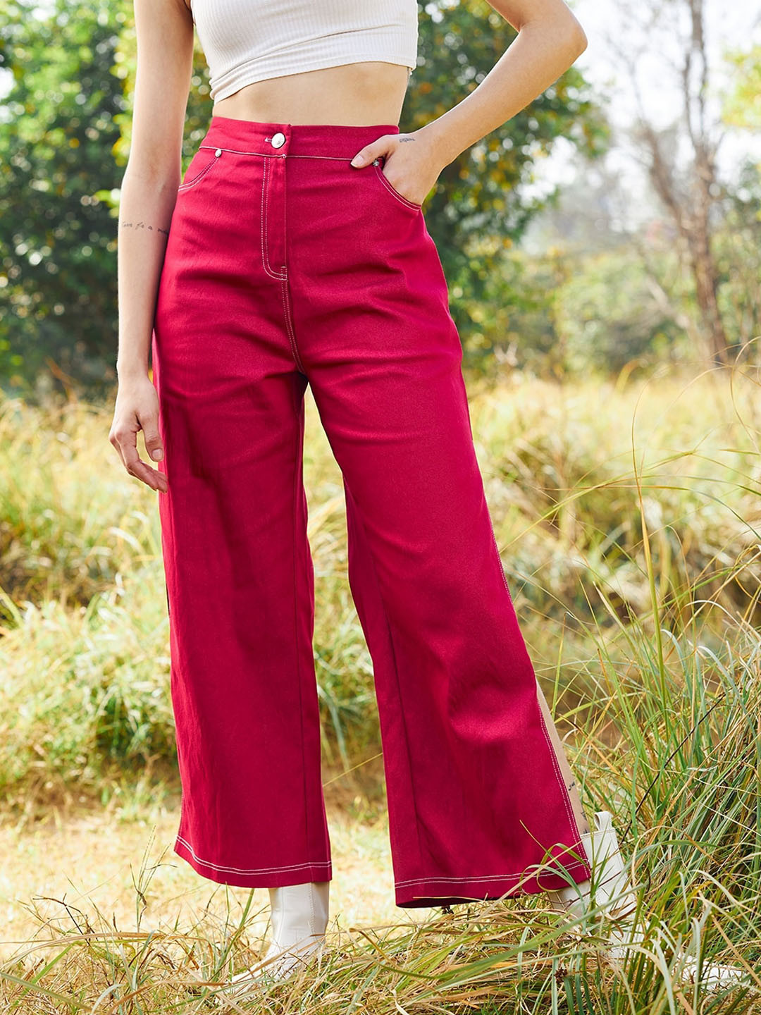 Buy Athena Women Side Slit Denim Trouser - Trousers for Women 21394950 ...