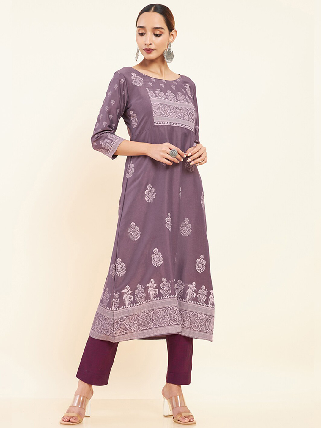 Buy Maybell Women Ethnic Motifs Printed Kurta - Kurtas for Women ...
