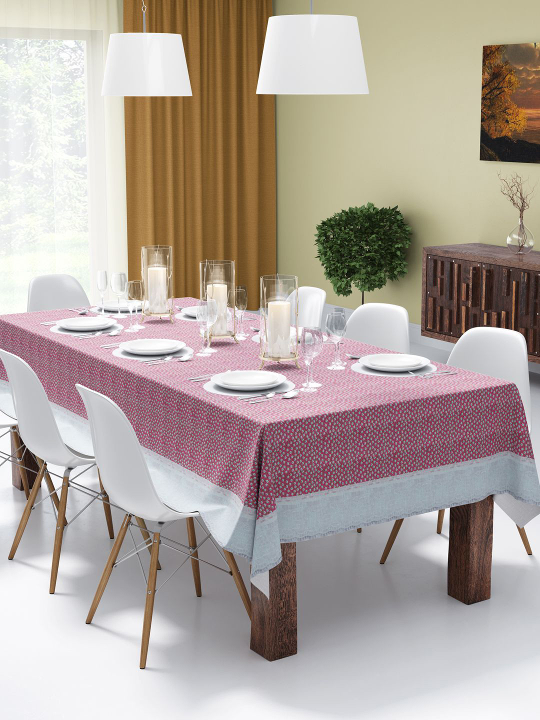 Buy BIANCA La Italia Pink Printed Anti Slip Table Cover - Table Covers ...