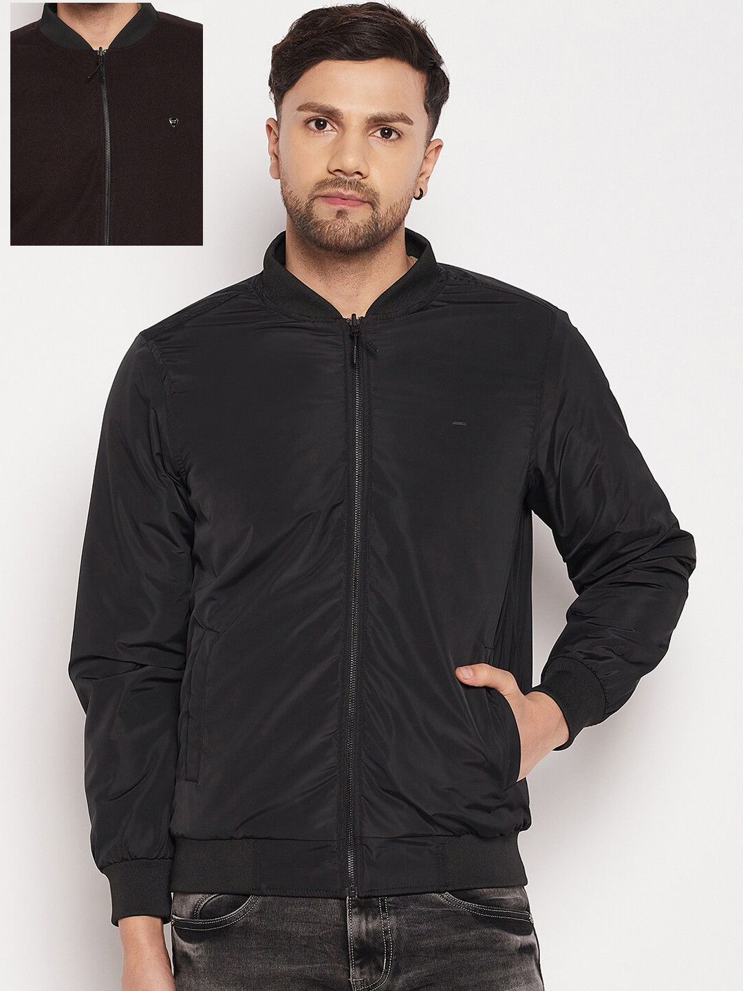 Buy Okane Men Reversible Bomber Jacket - Jackets for Men 21401000 | Myntra