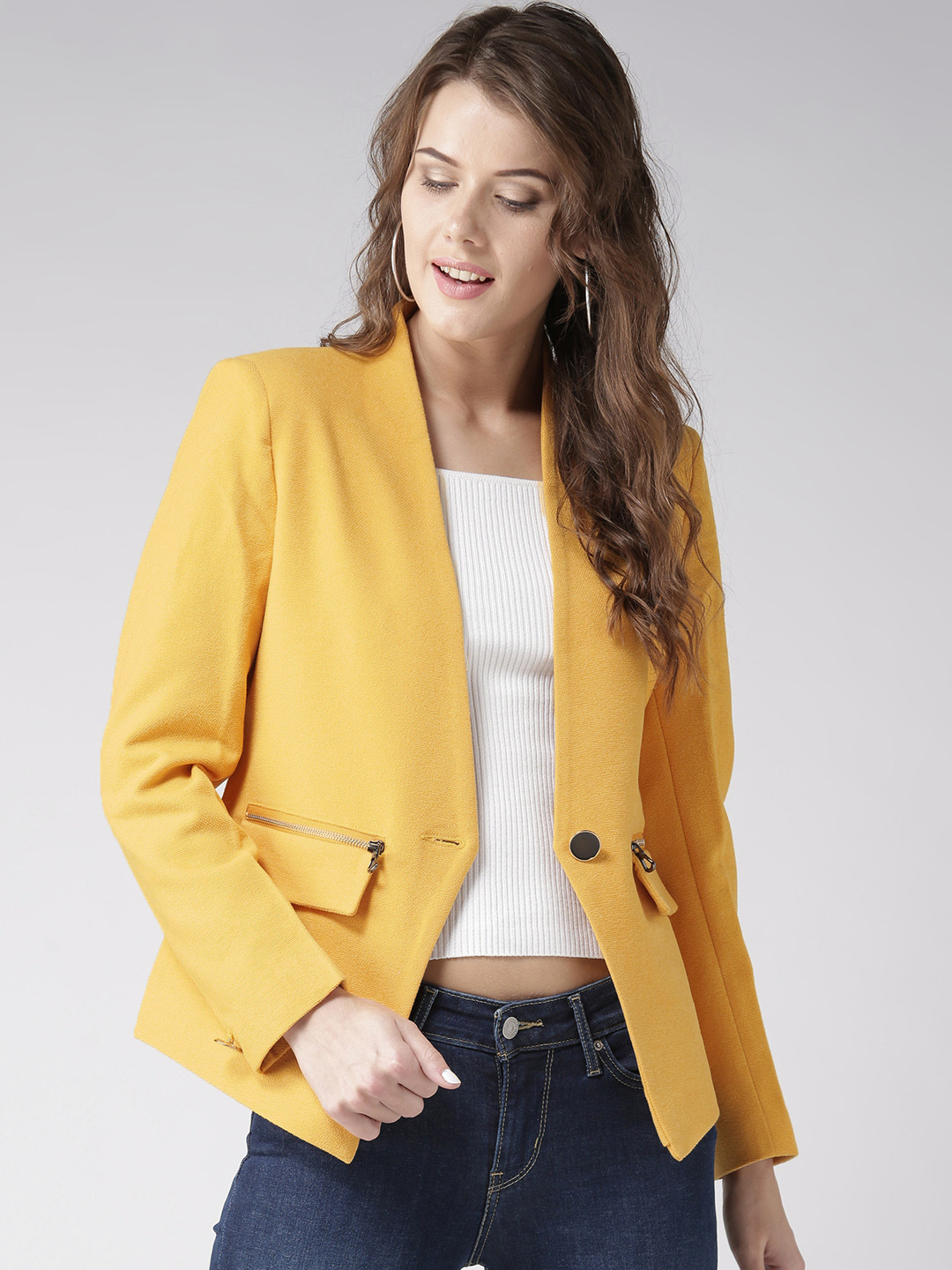Buy Okane Yellow Single Breasted Blazer - Blazers for Women 2140303 ...