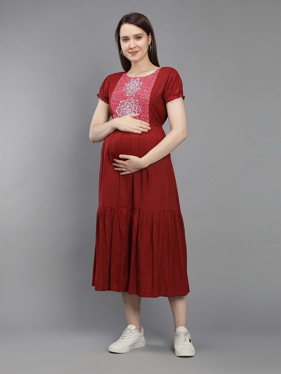 Buy Nightspree Red Maternity A Line Midi Dress Dresses For Women