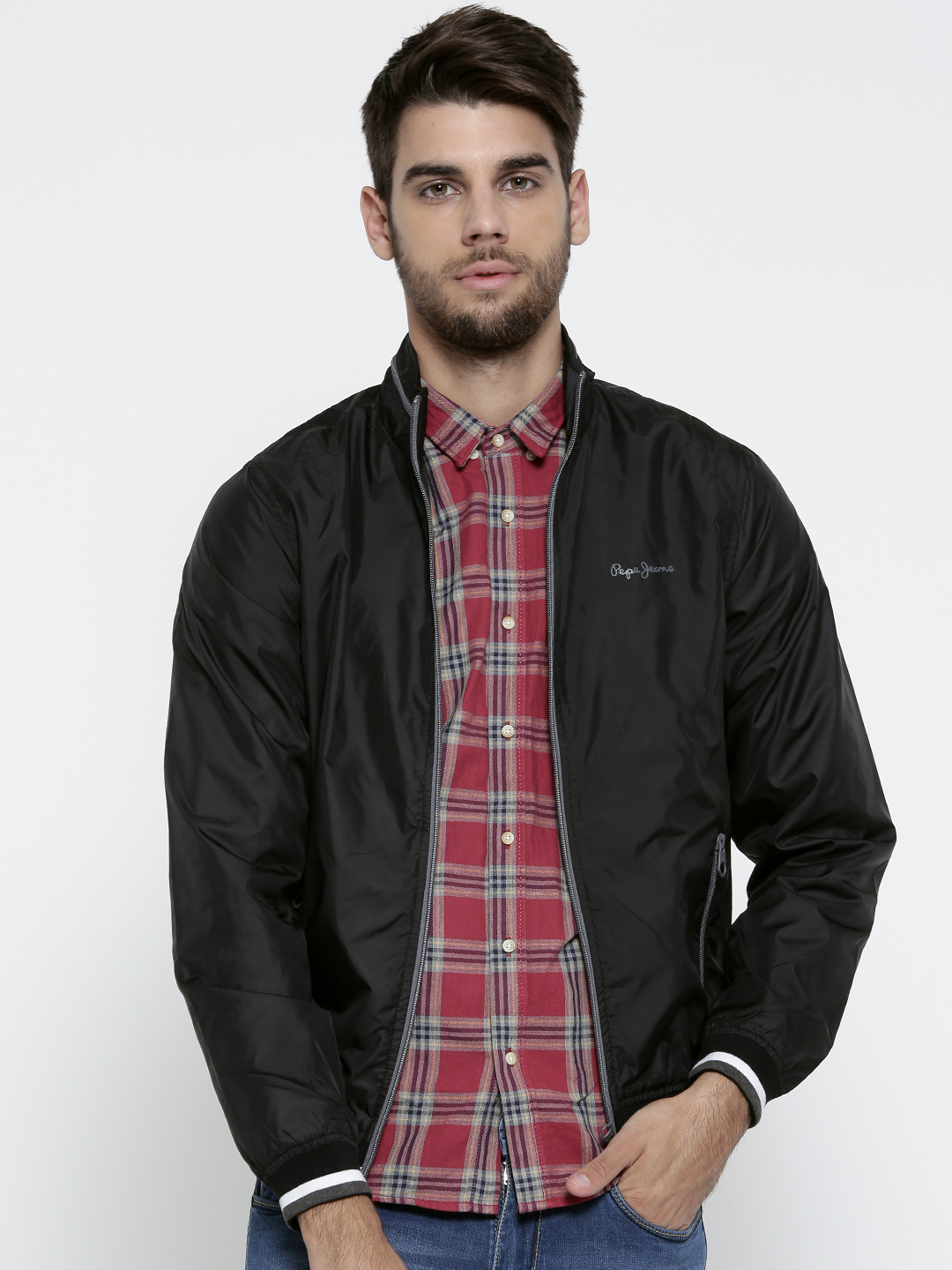 Buy Pepe Jeans Men Black Solid Bomber Jacket - Jackets for Men 2141182 ...
