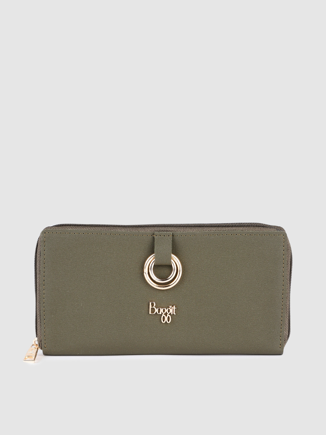 Buy Baggit Women Solid PU Zip Around Wallet With Minimal Embellished ...