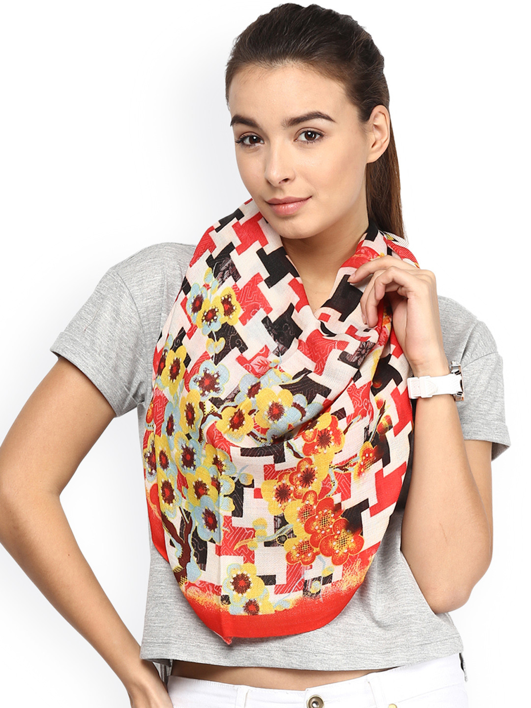 Buy SHINGORA Multicoloured Printed Woollen Stole - Stoles for Women ...