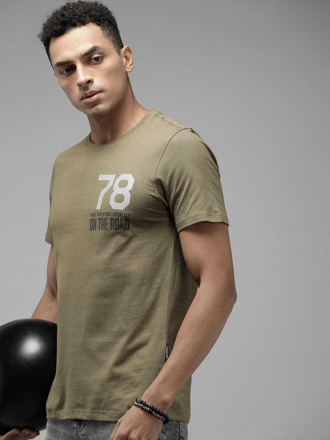 Buy The Roadster Lifestyle Co. Men Varsity Printed Pure Cotton T Shirt ...