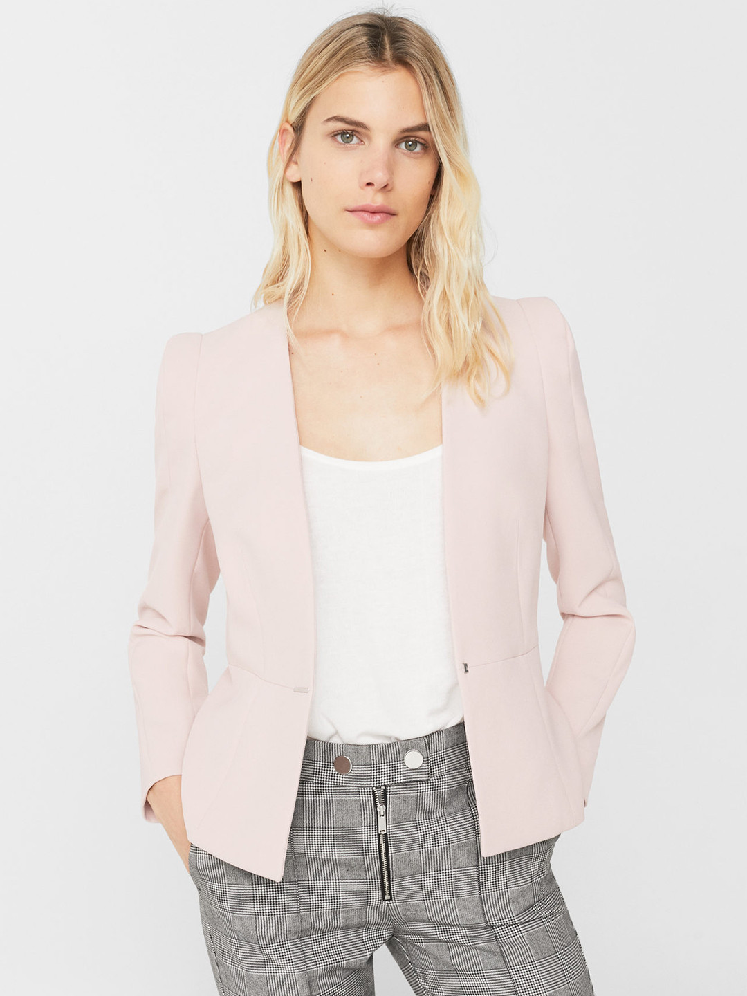 Buy MANGO Dusty Pink Single Breasted Blazer - Blazers for Women 2142393 ...