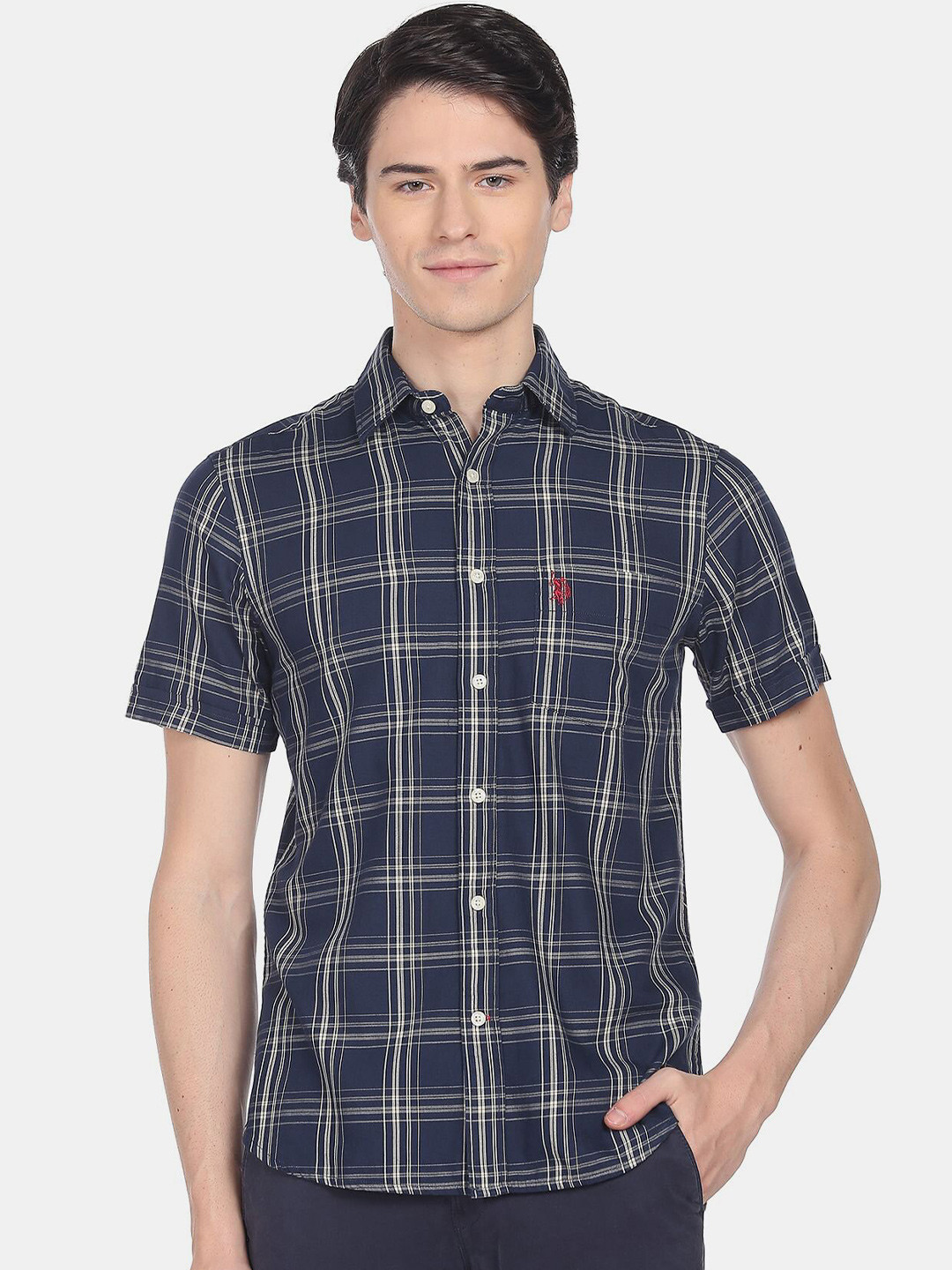 Buy U S Polo Assn Men Tartan Checks Checked Casual Cotton Shirt ...