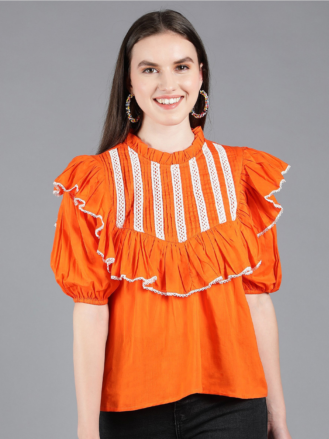 Buy Amagyaa Orange Ruffles Top - Tops for Women 21431714 | Myntra