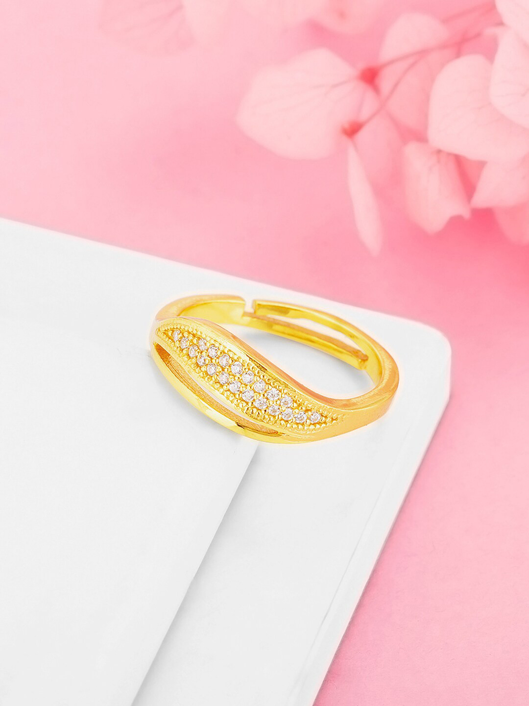 Buy GIVA Women 925 Sterling Silver Gold Plated CZ Studded Adjustable ...