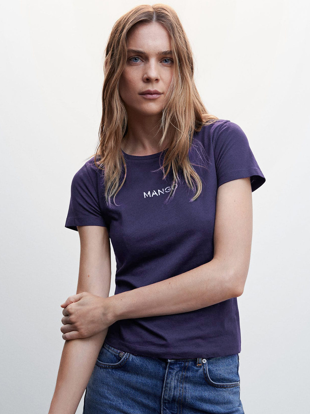 Buy MANGO Sustainable Brand Logo Printed Pure Cotton T Shirt - Tshirts ...