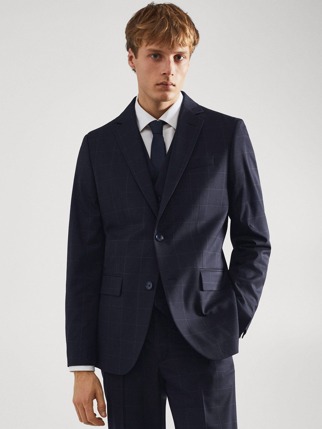 Buy MANGO MAN Checked Slim Fit Blazer - Blazers for Men 21435590 | Myntra
